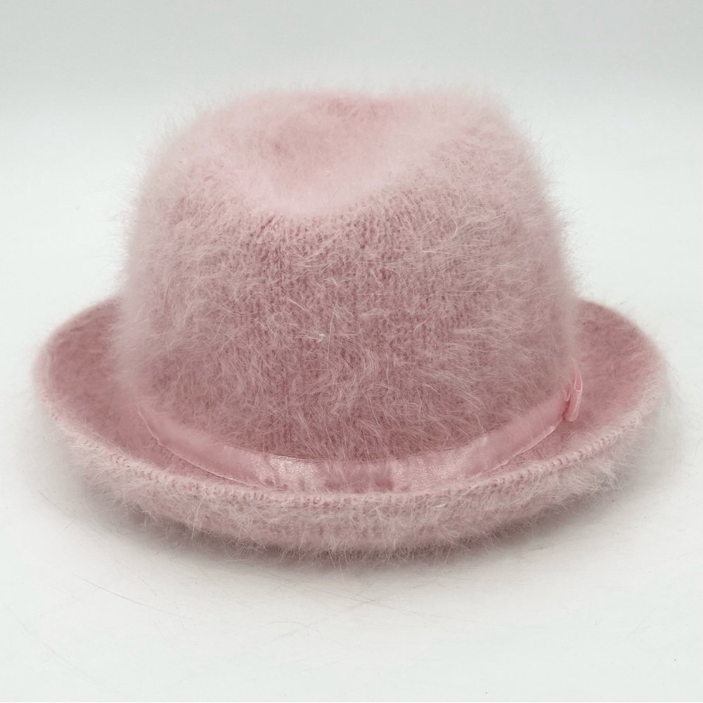 Soft Pink Angora Rabbit Hair Blend Bucket Hat - Gem